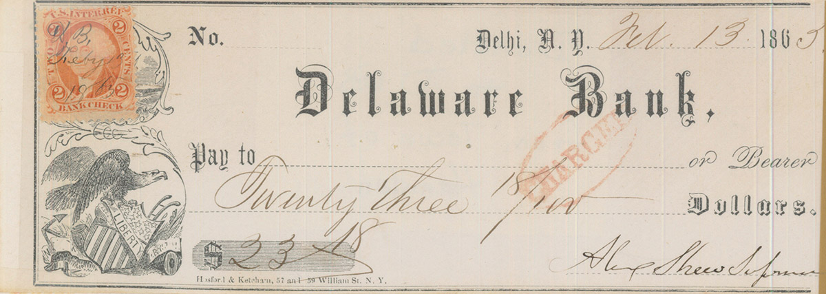 Historical Documents and Image of The Delaware National Bank of Delhi, NY