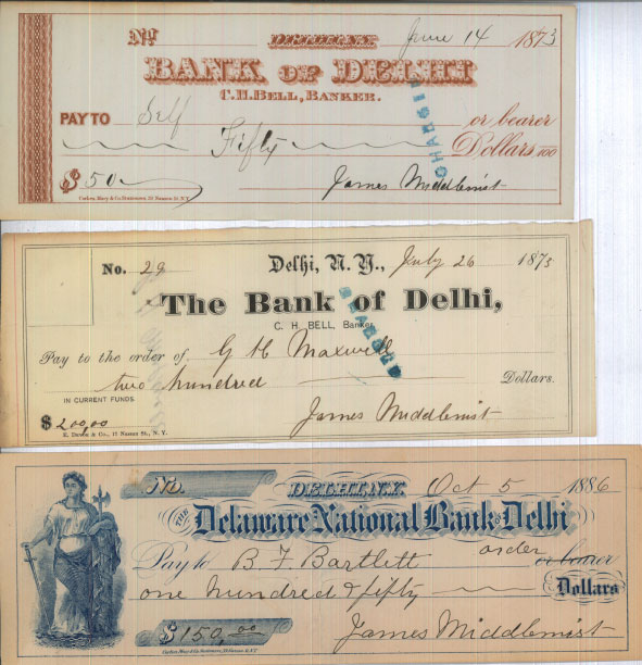 Historical Documents and Image of The Delaware National Bank of Delhi, NY