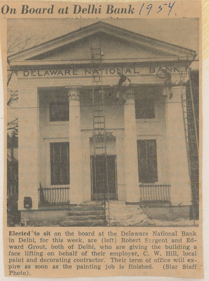 Historical Documents and Image of The Delaware National Bank of Delhi, NY